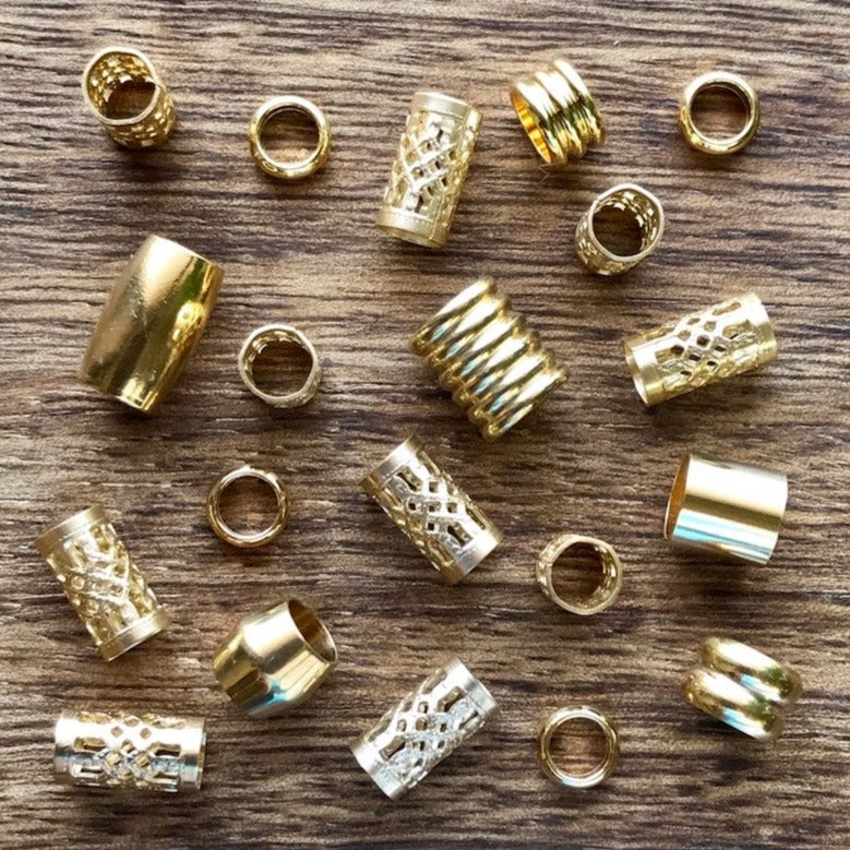 Golden Dreadlock Beads | Set Of 20 – Mountain Dreads